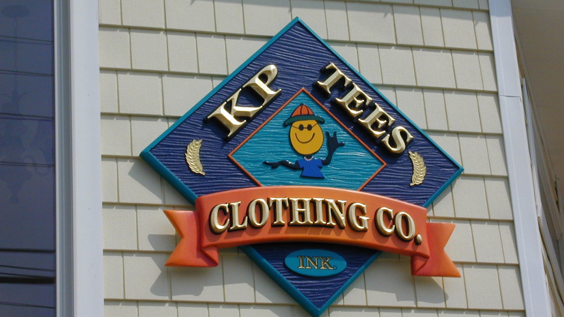 3-dimensional carved wood gold leaf sign for Jersey Shore retail store ...